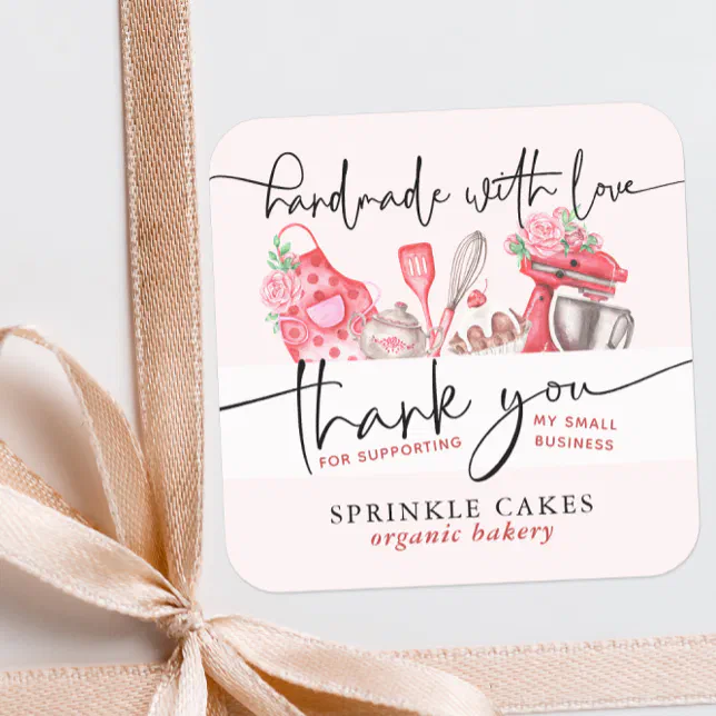 Bakery Thank You Classic Square Sticker | Zazzle