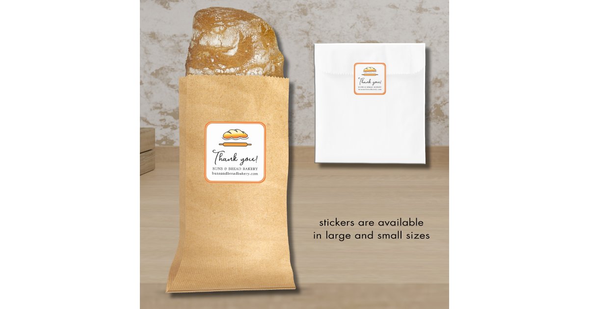 Bakery Thank You For Your Order Square Sticker | Zazzle