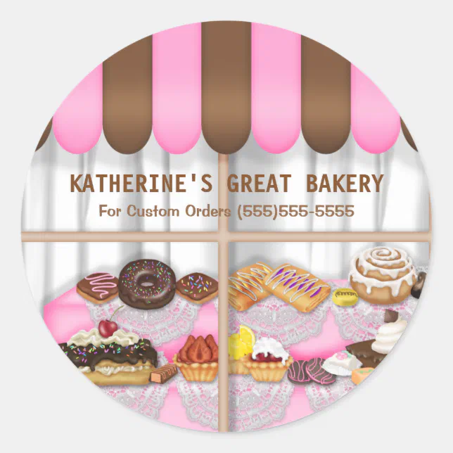 Bakery Window Business Classic Round Sticker | Zazzle