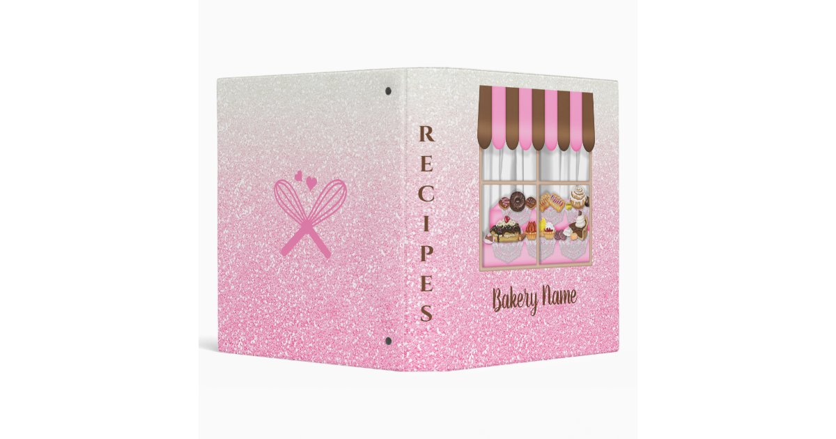 Bakery Window Pastry Sweets Recipes 3 Ring Binder | Zazzle