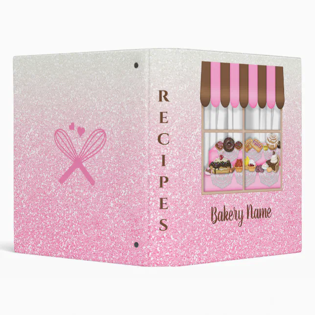 Bakery Window Pastry Sweets Recipes 3 Ring Binder | Zazzle