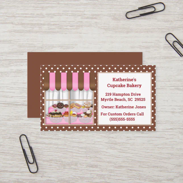 Bakery Window with Desserts Business Cards | Zazzle