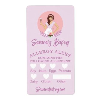 Bakery Woman Food Safety Allergy Alert Bakery Label | Zazzle
