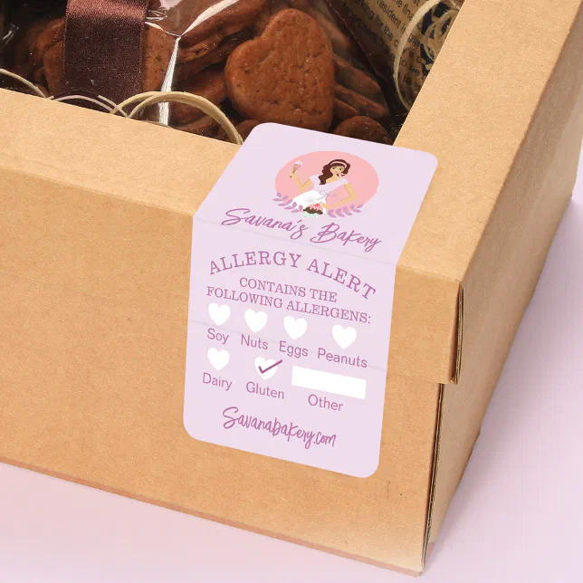 Bakery Woman Food Safety Allergy Alert Bakery Label | Zazzle
