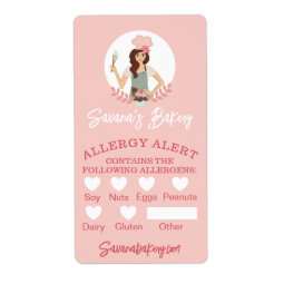Bakery Woman Food Safety Allergy Alert Bakery Pink Label | Zazzle