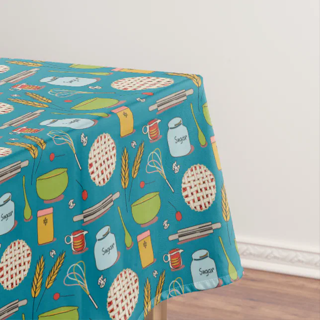Baking a cherry pie art tablecloth | Zazzle