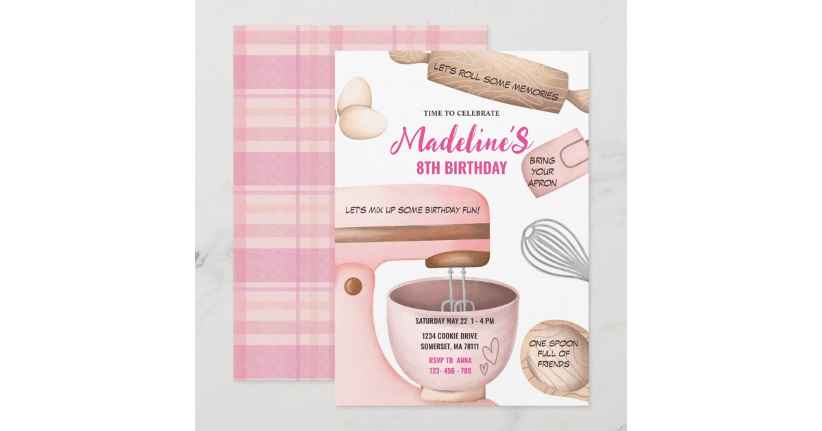 Baking Birthday Party Girly Cooking Birthday Party Invitation | Zazzle