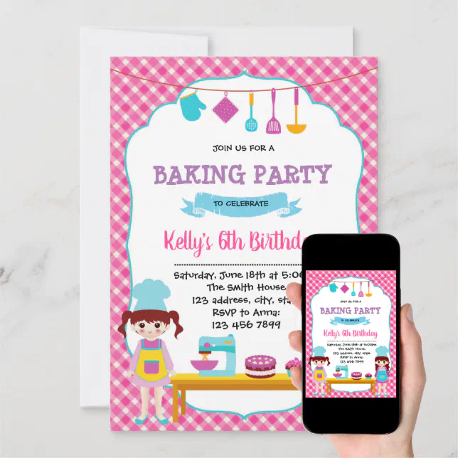 Baking birthday party invitation | Zazzle