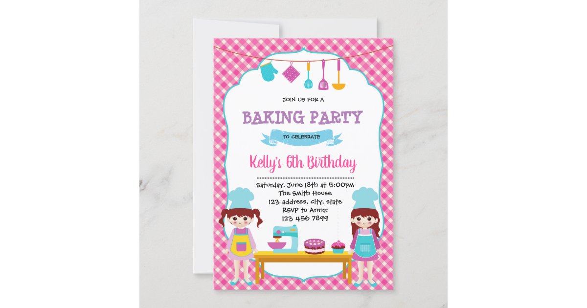 Baking birthday party invitation | Zazzle