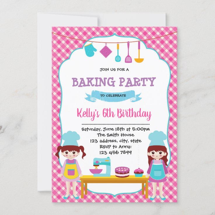 Baking birthday party invitation | Zazzle