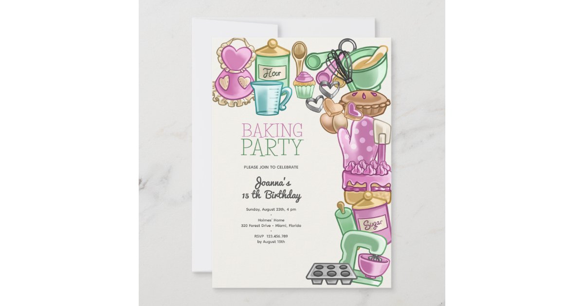 Baking birthday party invitation | Zazzle
