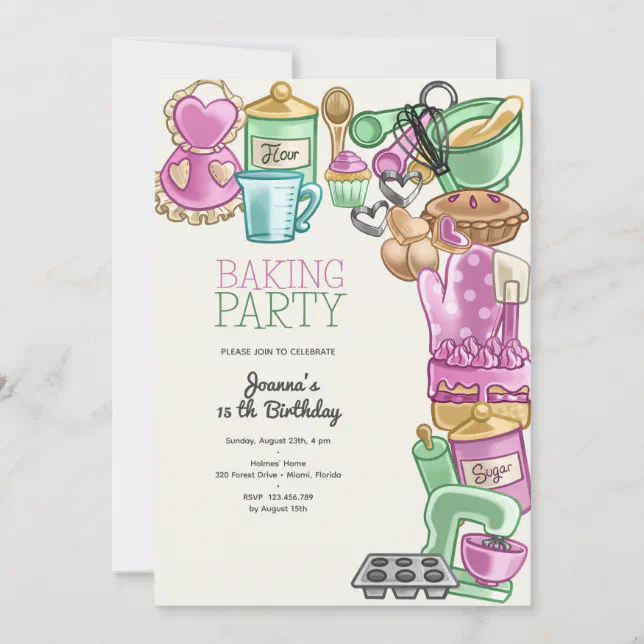Baking birthday party invitation | Zazzle