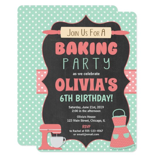 Baking birthday party invitation cake decorating | Zazzle.com
