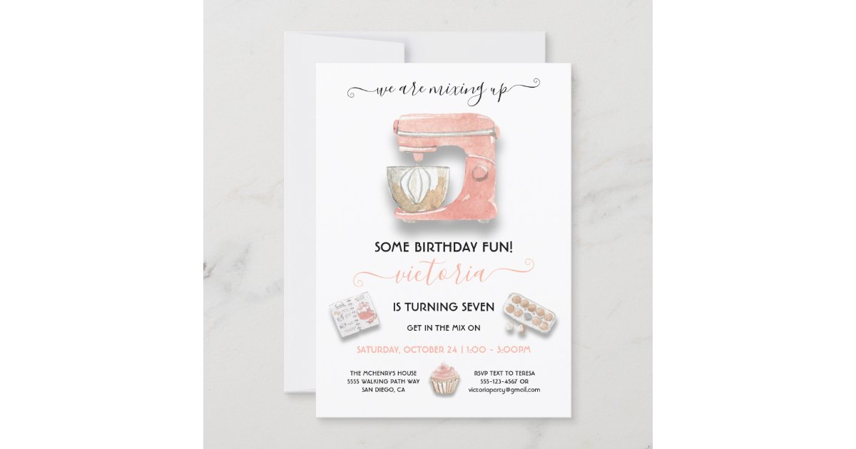 Baking Birthday Party Mixer Invitation | Zazzle