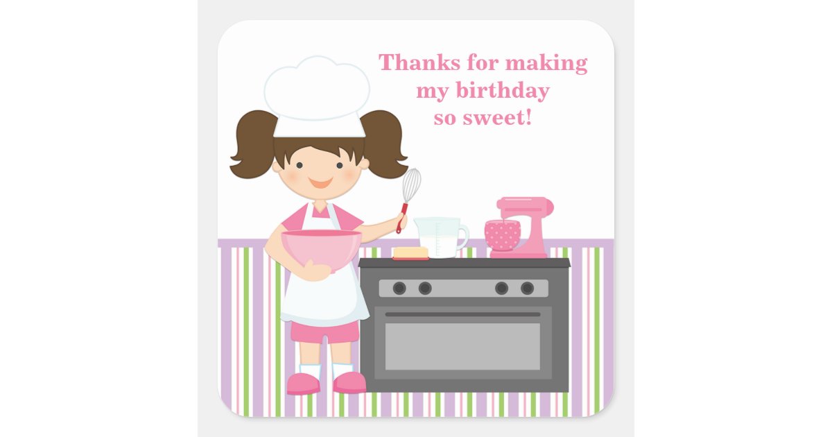 Baking Birthday Party Sticker | Zazzle