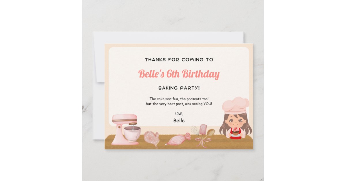 Baking Birthday Party Thank You Card | Zazzle
