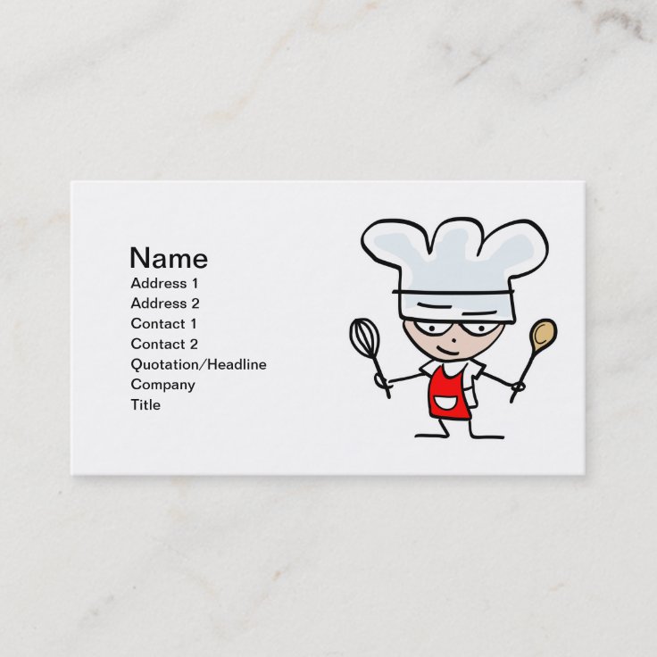 Baking business cards - cartoon chef for bakery | Zazzle