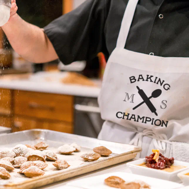 Baking Champion White Kitchen Apron for Bakers | Zazzle