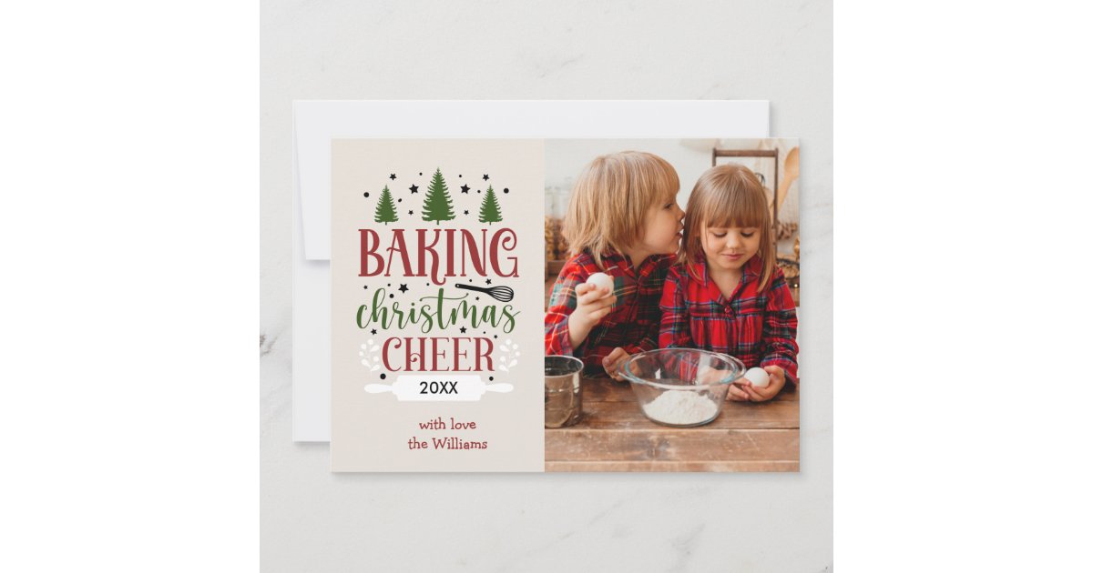 BAKING CHRISTMAS CHEER SINGLE PHOTO HOLIDAY CARD | Zazzle