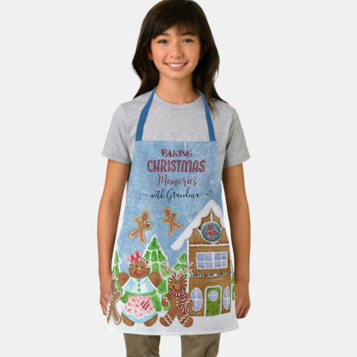 Baking Christmas Memories Grandma Gingerbread Man Apron | Zazzle