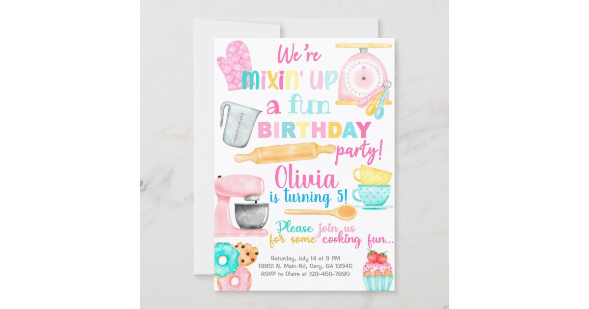 Baking, cooking, girl birthday invitation. invitation | Zazzle