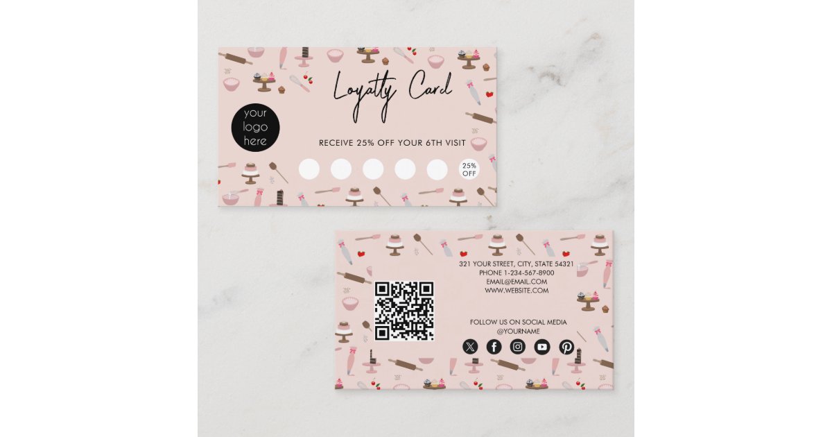 Baking & Cooking Utensils Bakery Loyalty Card | Zazzle