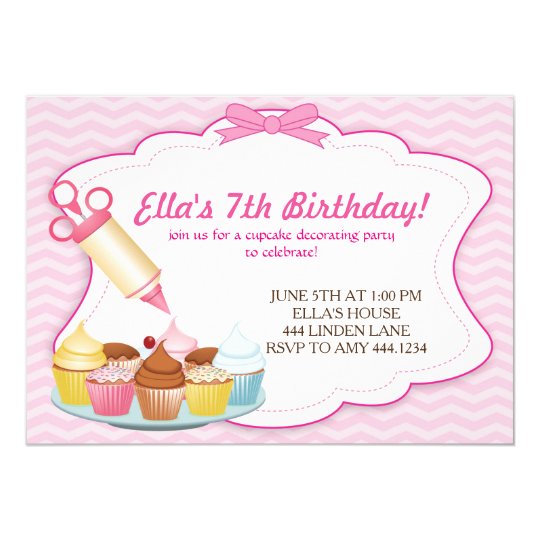 Baking Cupcake Decorating Birthday Invitations | Zazzle.com