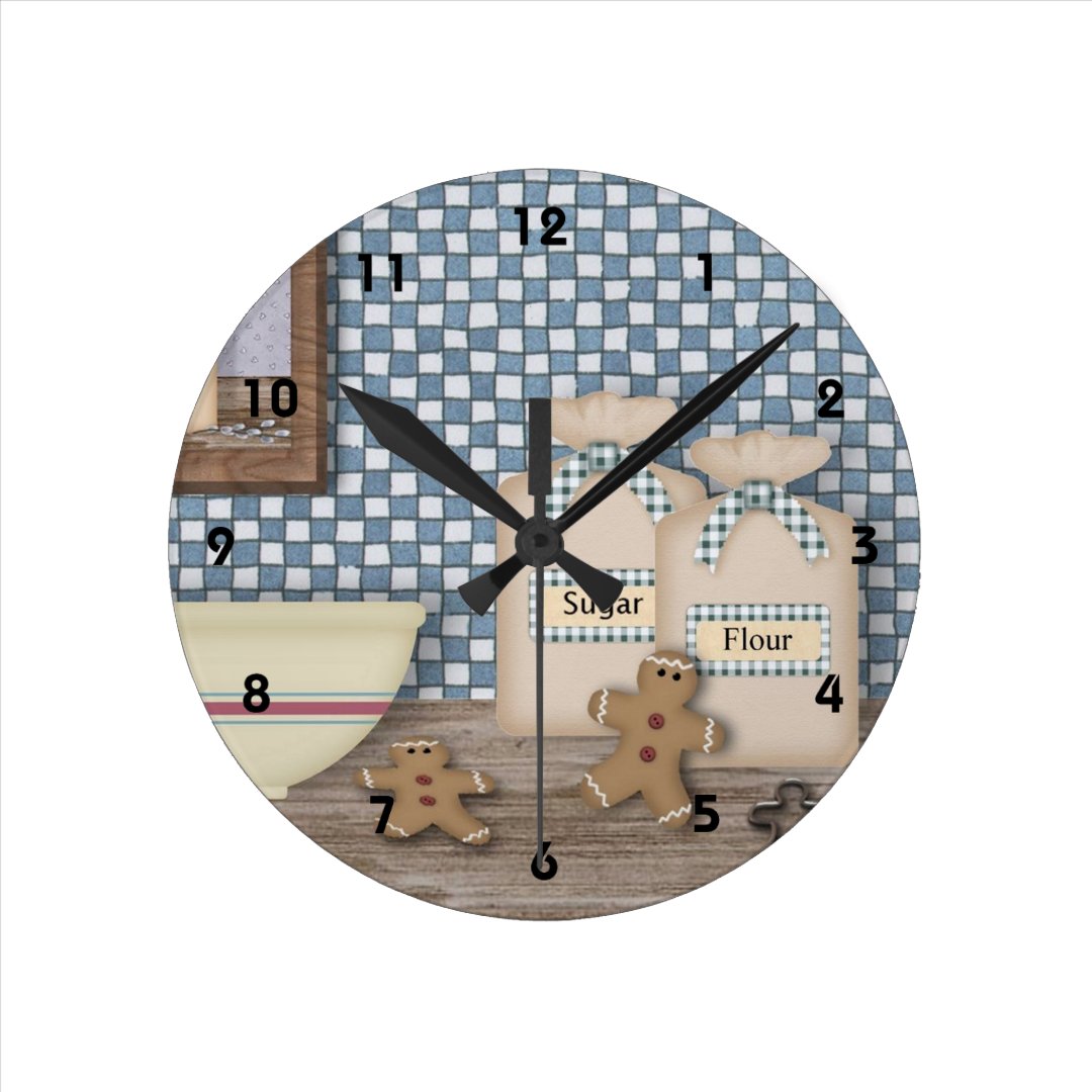 Baking Gingerbread Wall Clock | Zazzle