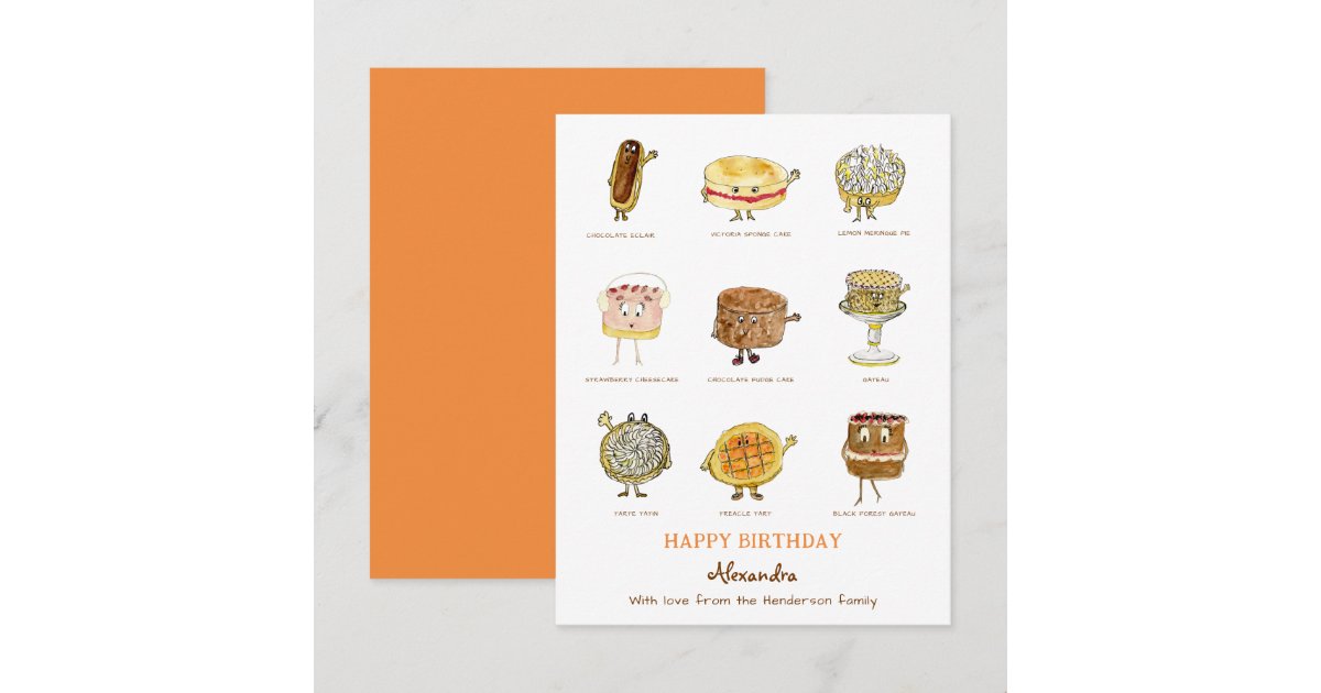 Baking Happy birthday cute cakes illustrations | Zazzle