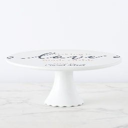 Baking is Love made Edible Tan and Navy Script Cake Stand | Zazzle