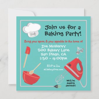 Baking or Cooking Party Invitation Card | Zazzle