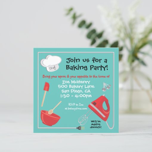 Baking or Cooking Party Invitation Card | Zazzle