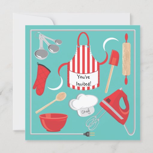 Baking or Cooking Party Invitation Card | Zazzle
