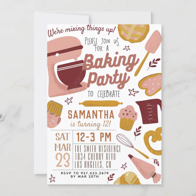 Baking Party Birthday Invitation | Zazzle