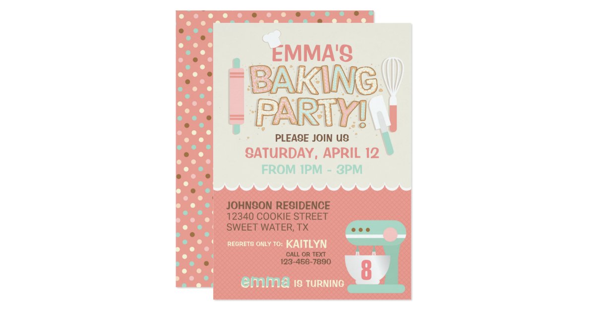 Baking Party Cookie Letters Birthday Invitation | Zazzle.com