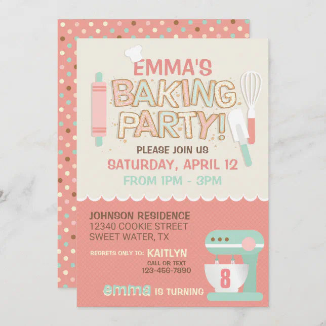 Baking Party Cookie Letters Birthday Invitation | Zazzle