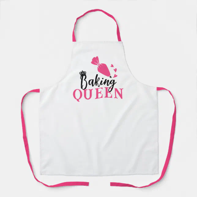 Baking Queen Pastry Chef Cute Pink Piping Bag Apron | Zazzle
