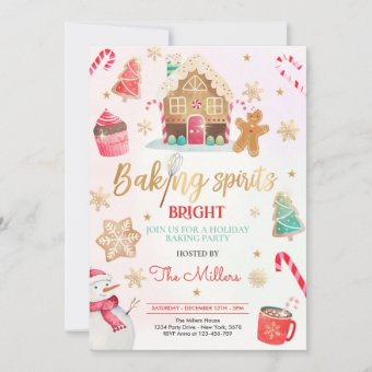 Baking Spirit Bright Holiday Party Christmas Bake Invitation | Zazzle