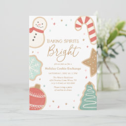 Baking Spirits Bright Christmas Cookie Exchange Invitation | Zazzle