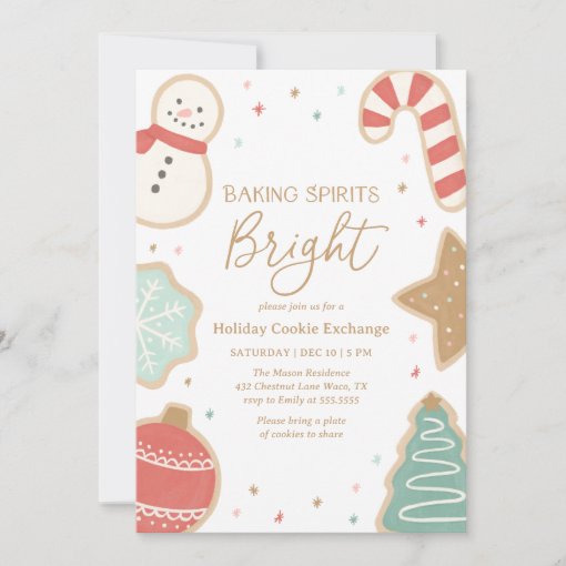 Baking Spirits Bright Christmas Cookie Exchange Invitation | Zazzle