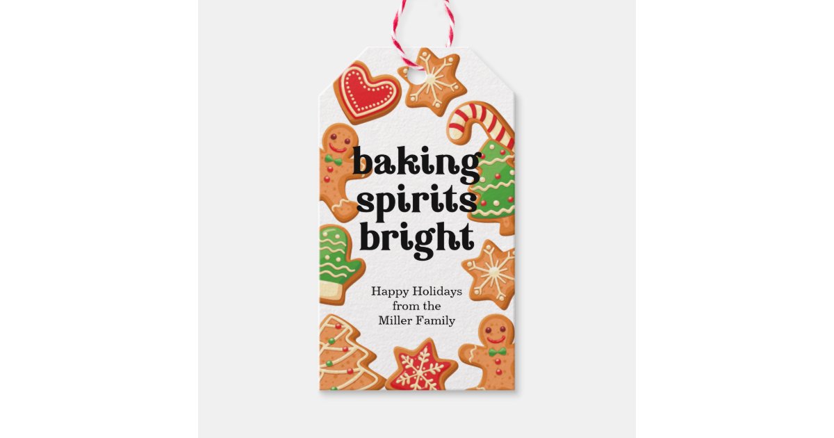 Baking Spirits Bright Christmas Cookie Gift Tags | Zazzle
