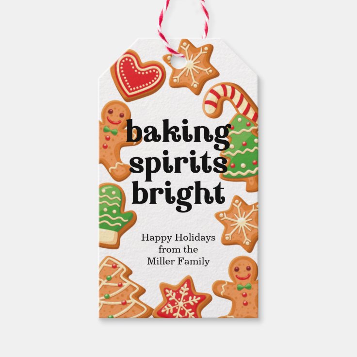 Baking Spirits Bright Christmas Cookie Gift Tags | Zazzle