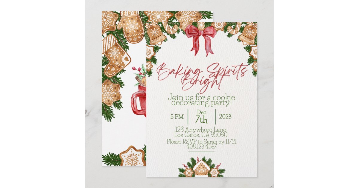 Baking spirits bright Christmas cookie invitation | Zazzle