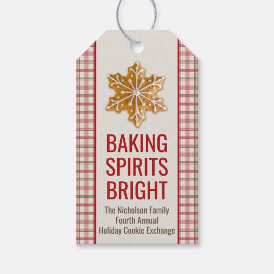 Baking Spirits Bright | Christmas Cookie Plaid Gift Tags | Zazzle.com