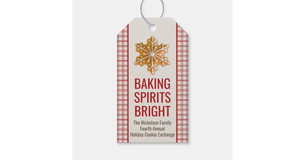 Baking Spirits Bright | Christmas Cookie Plaid Gift Tags | Zazzle