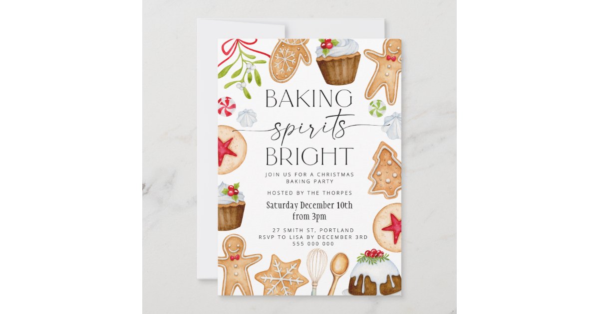 Baking Spirits Bright Christmas Party Invitation | Zazzle