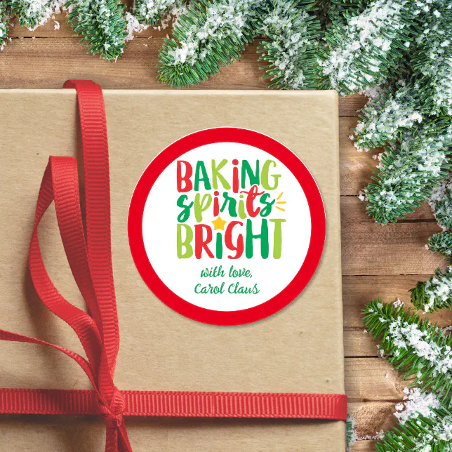Baking Spirits Bright Festive Christmas Treats Classic Round Sticker ...