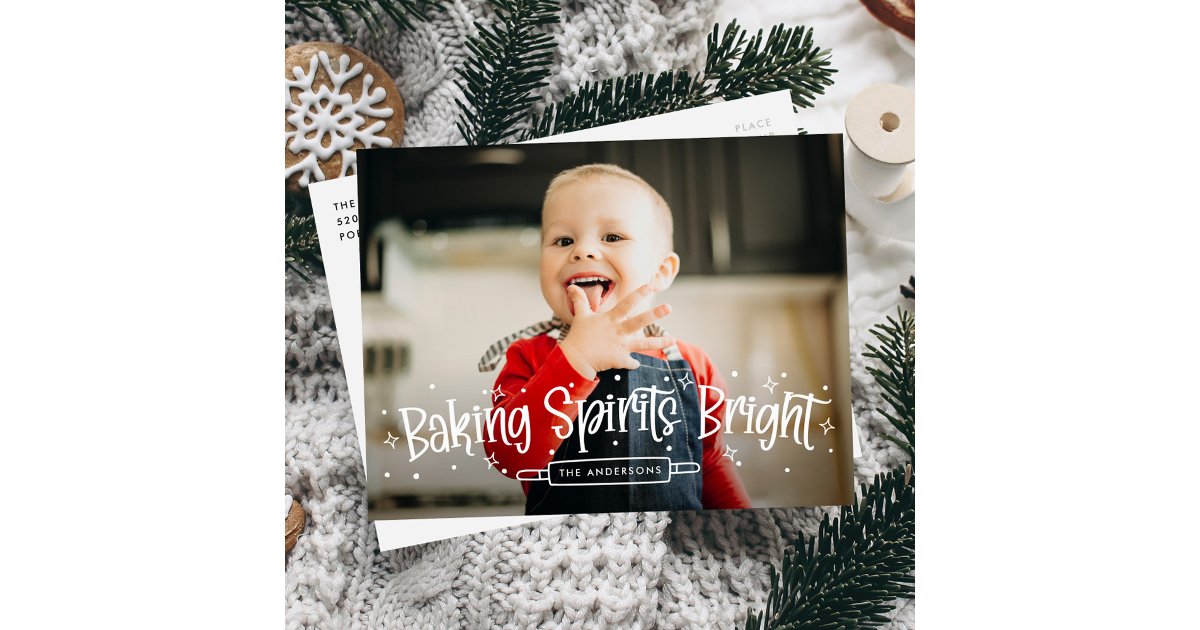 Baking Spirits Bright Photo Holiday Postcard | Zazzle