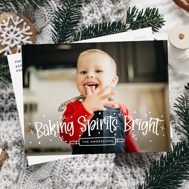 Baking Spirits Bright Photo Holiday Postcard | Zazzle