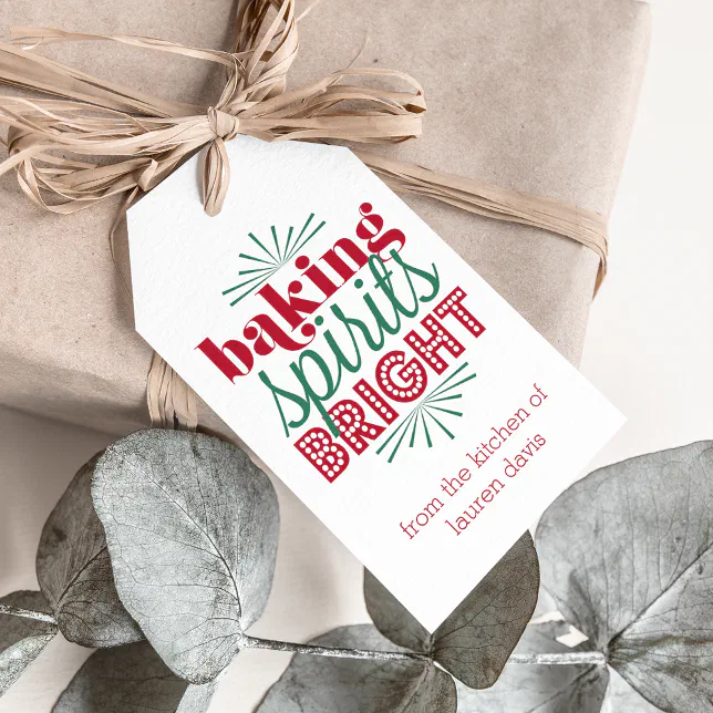 Baking Spirits Bright | Red & Green Holiday Gift Tags | Zazzle